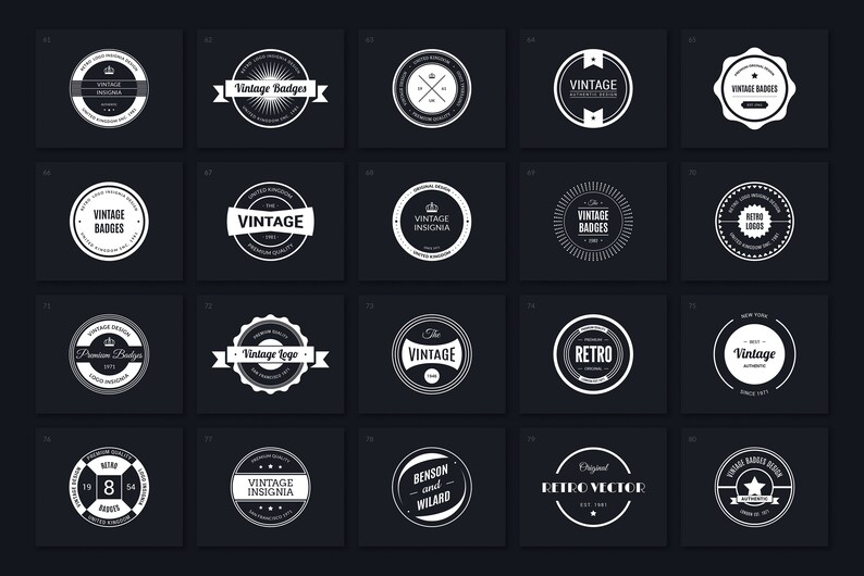20 Retro Vector Badge Templates 4, AI, EPS, PSD, Editable Sticker ...