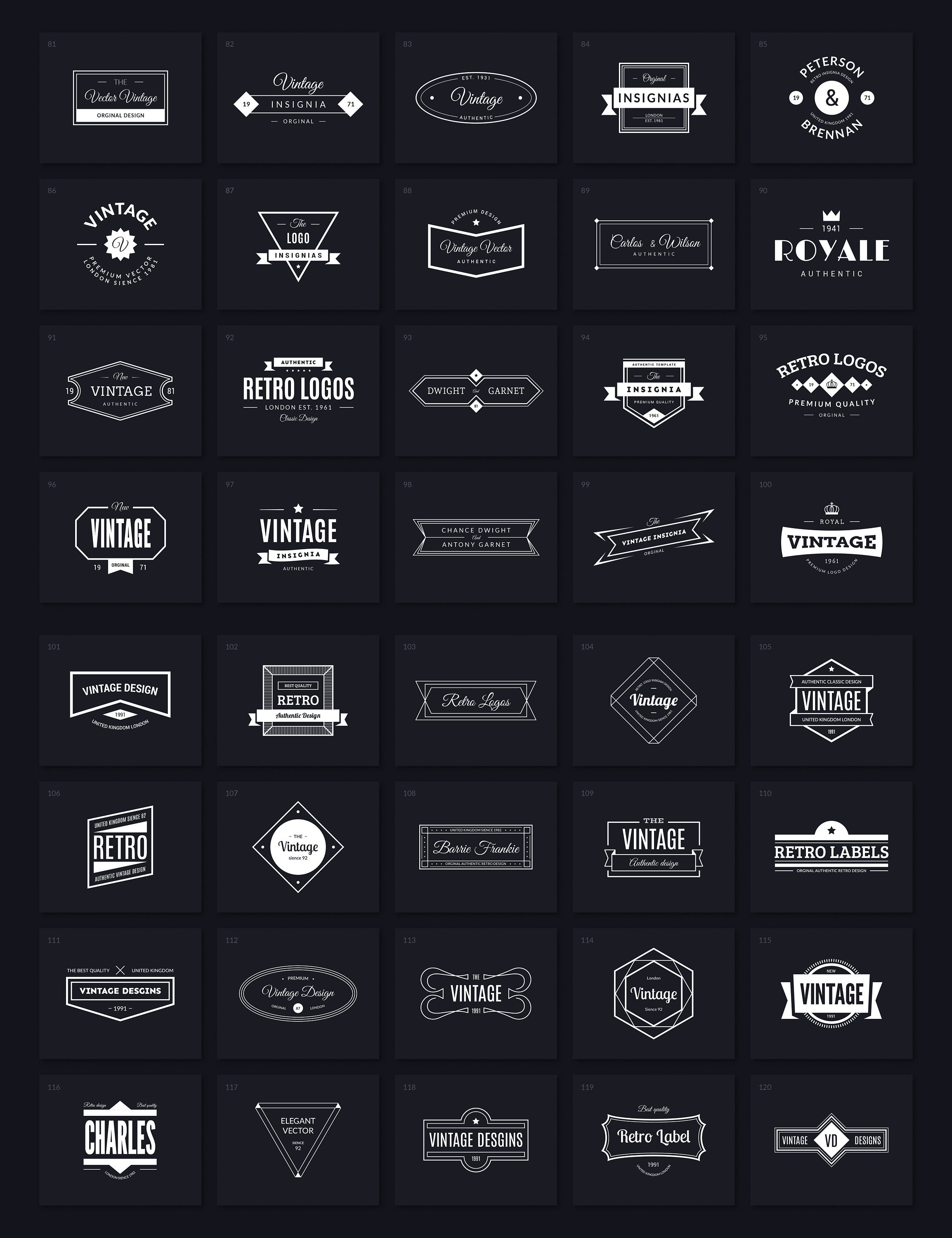 200 Vintage Vector Logo Templates, AI, EPS, PSD, Editable Logo Badges ...