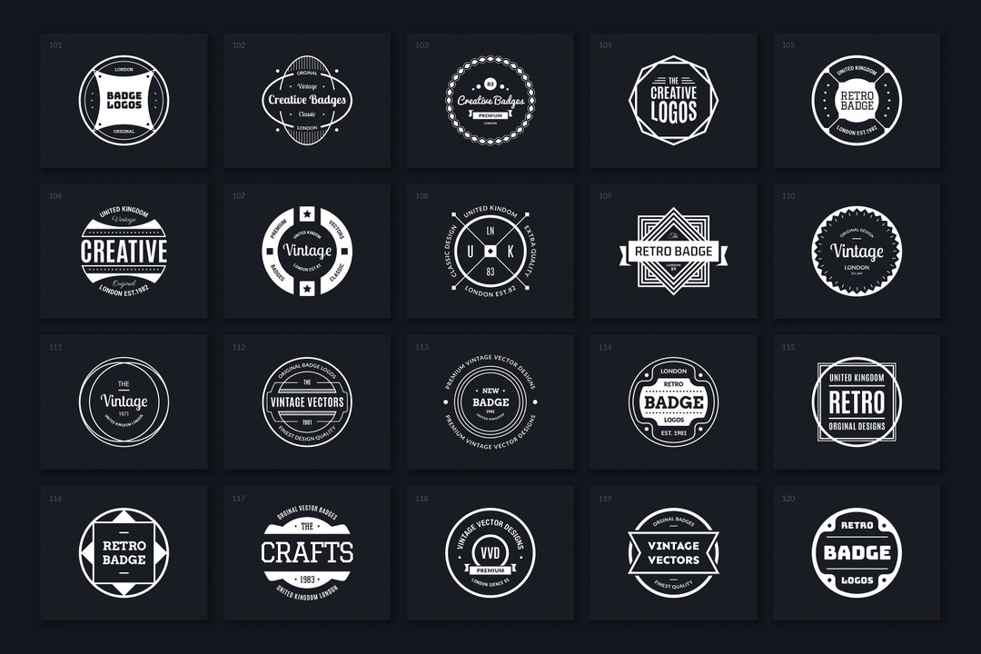 20 Retro Vector Badge Templates 6, AI, EPS, PSD, Editable Sticker ...