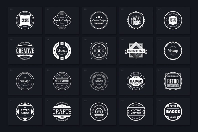 20 Retro Vector Badge Templates 6, AI, EPS, PSD, Editable Sticker ...