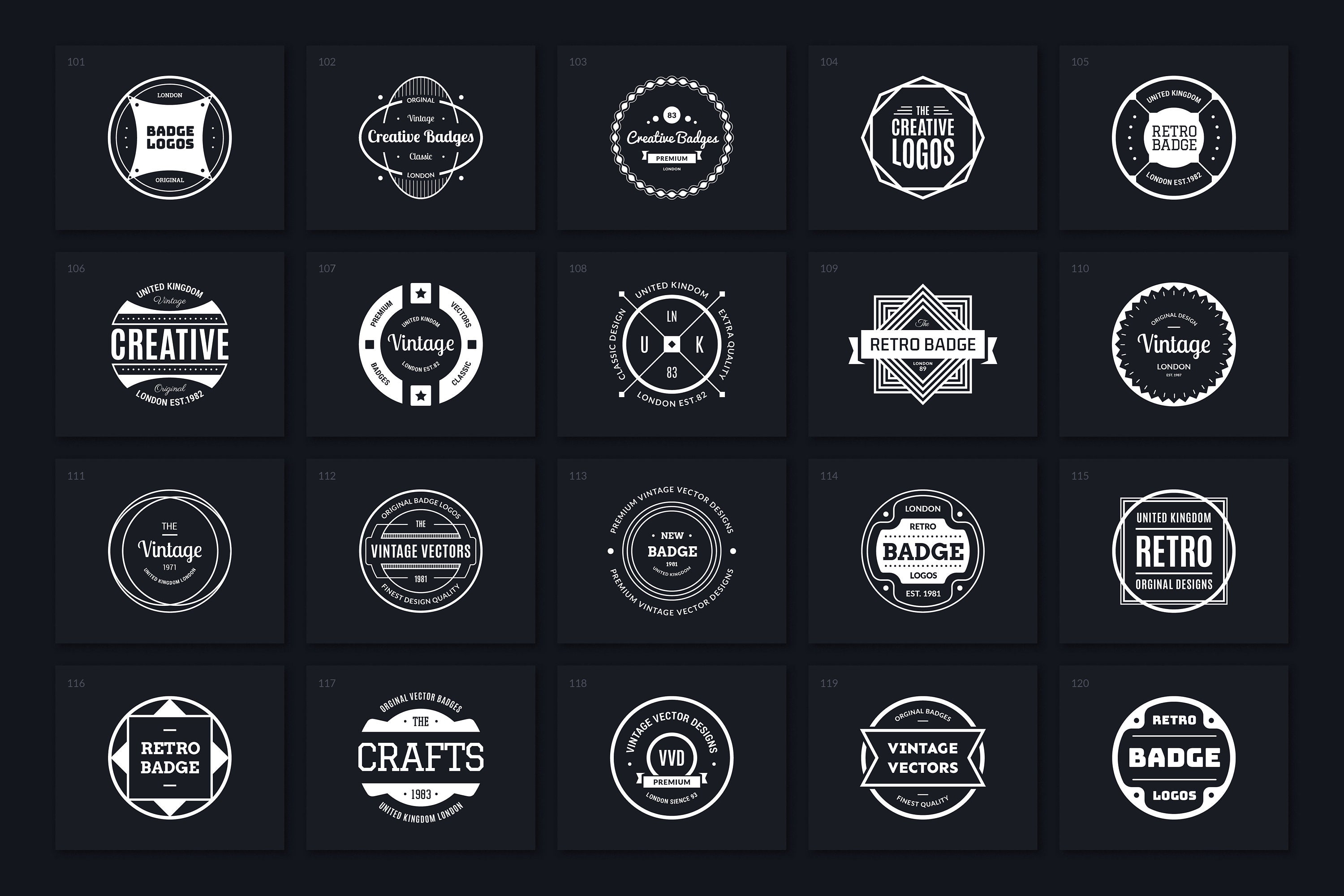 20 Retro Vector Badge Templates 6, AI, EPS, PSD, Editable Sticker ...
