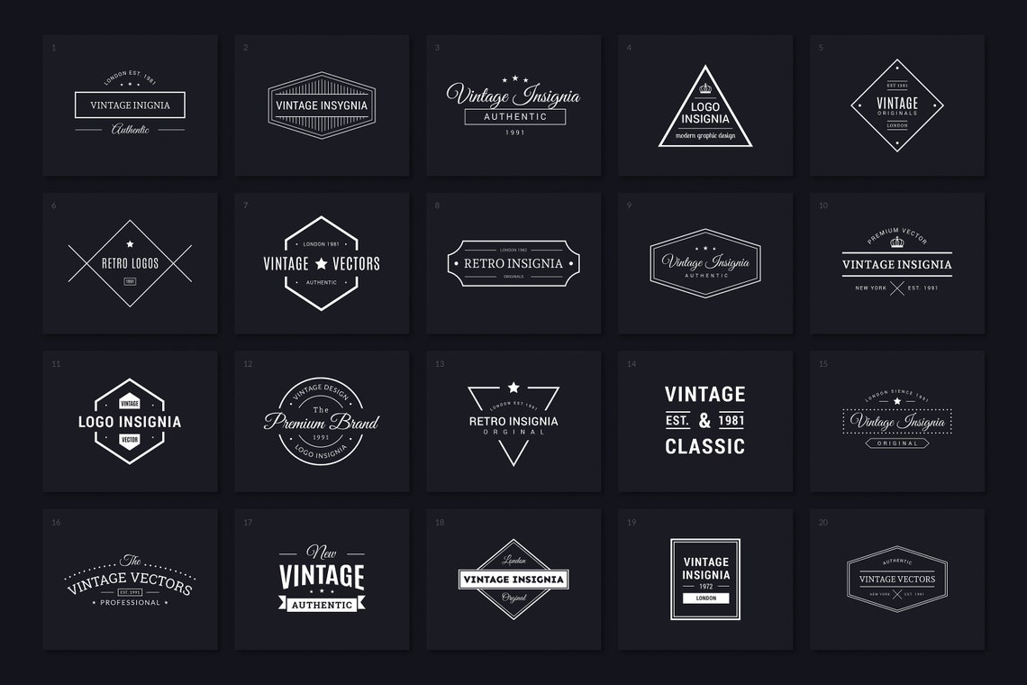 100 Vintage Vector Logo Templates 1, AI, EPS, PSD, Editable Logo Badges ...