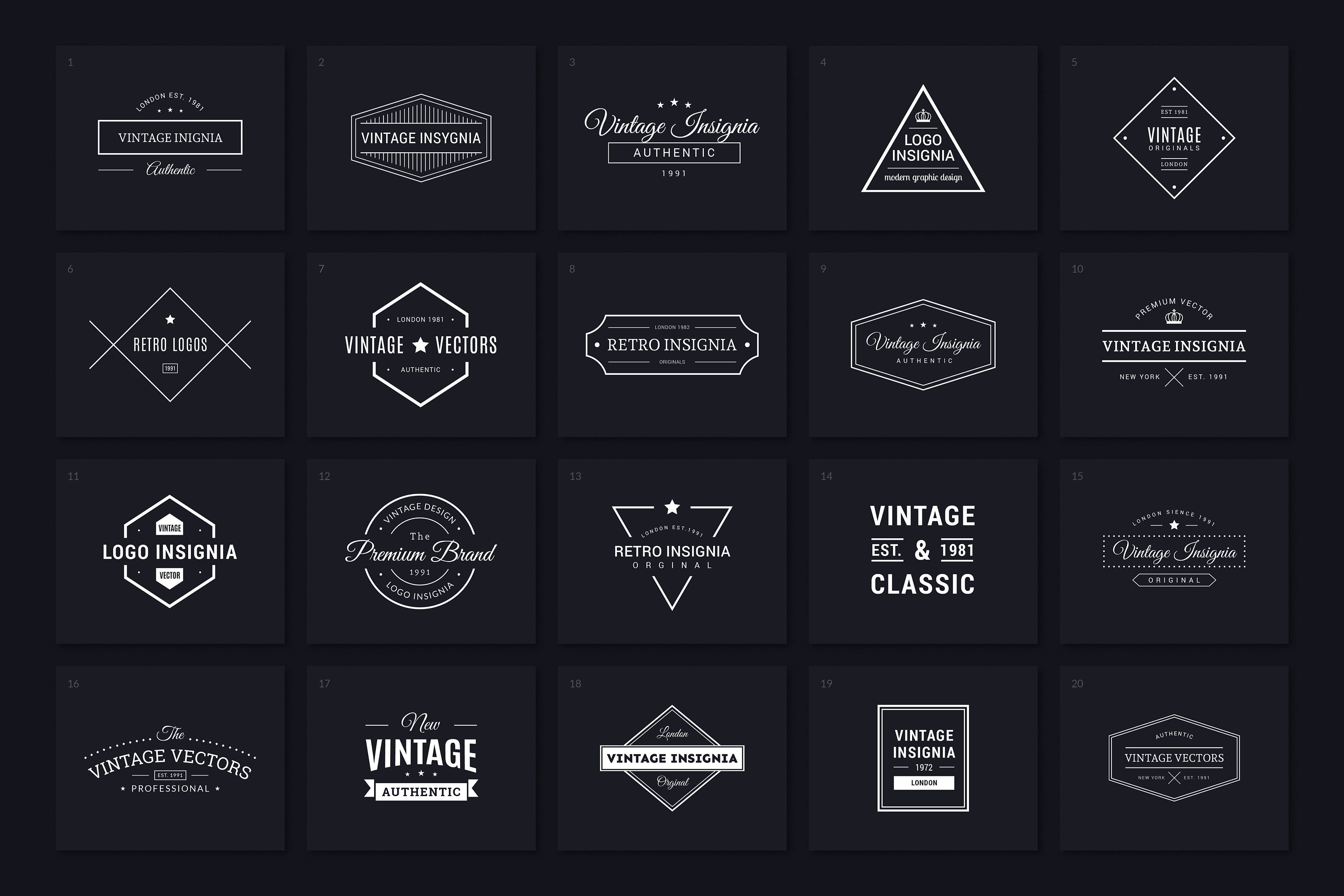 100 Vintage Vector Logo Templates 1, AI, EPS, PSD, Editable Logo Badges ...