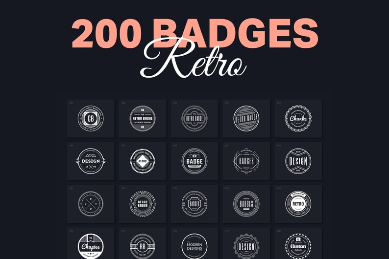 200 Retro Vector Badge Templates, AI, EPS, PSD, Editable Sticker Badge ...