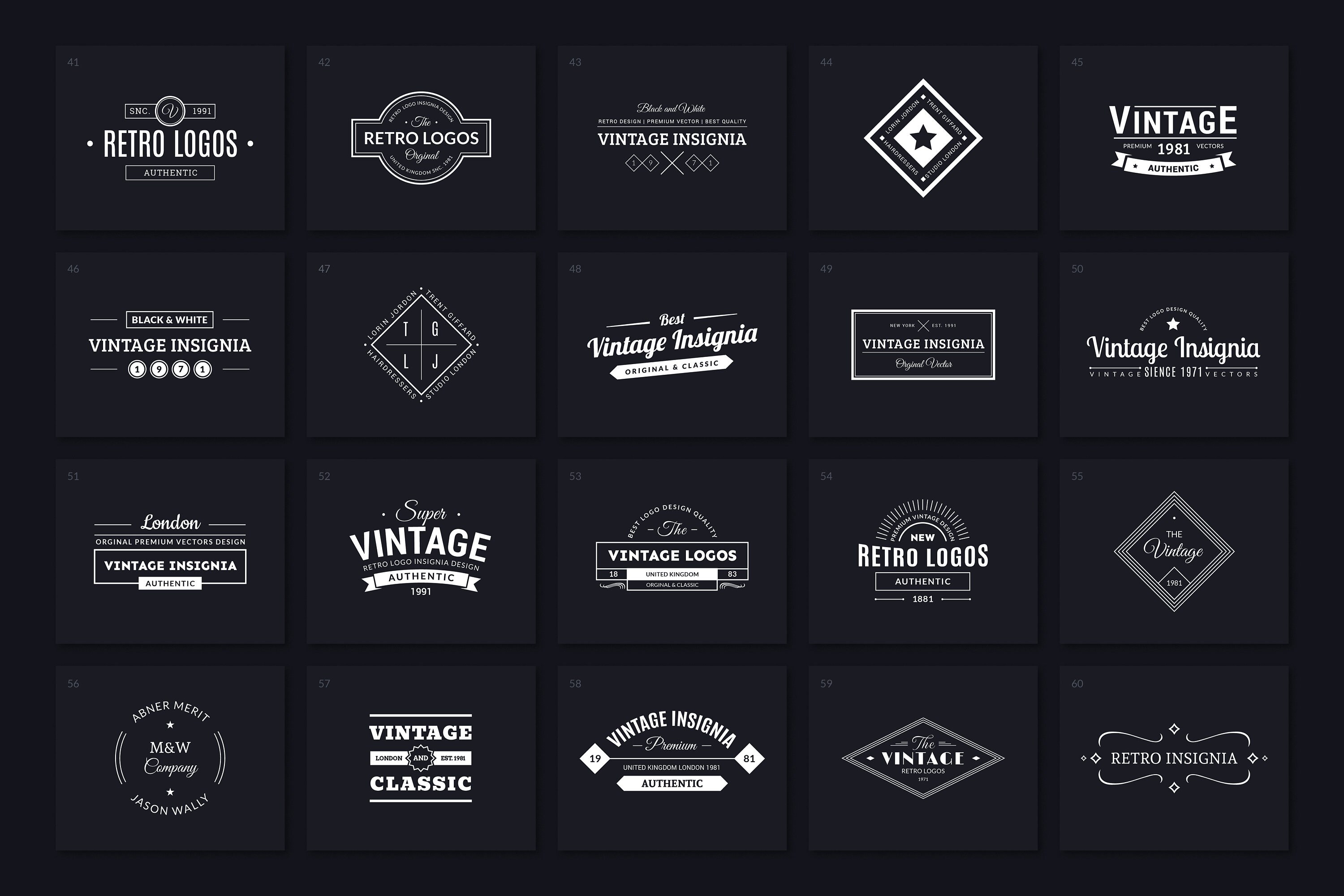 100 Vintage Vector Logo Templates 1, AI, EPS, PSD, Editable Logo Badges ...