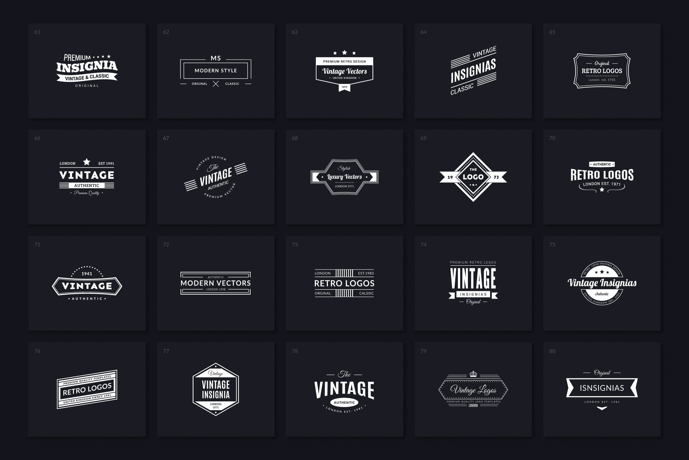 20 Vintage Vector Logo Templates 4, AI, EPS, PSD, Editable Logo Badges ...
