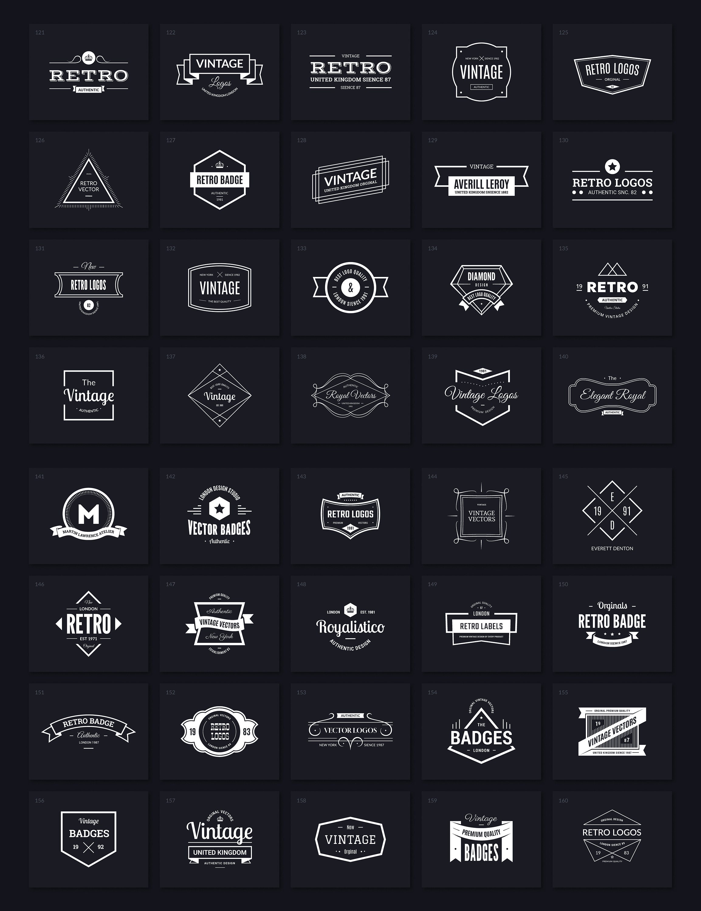 200 Vintage Vector Logo Templates, AI, EPS, PSD, Editable Logo Badges ...