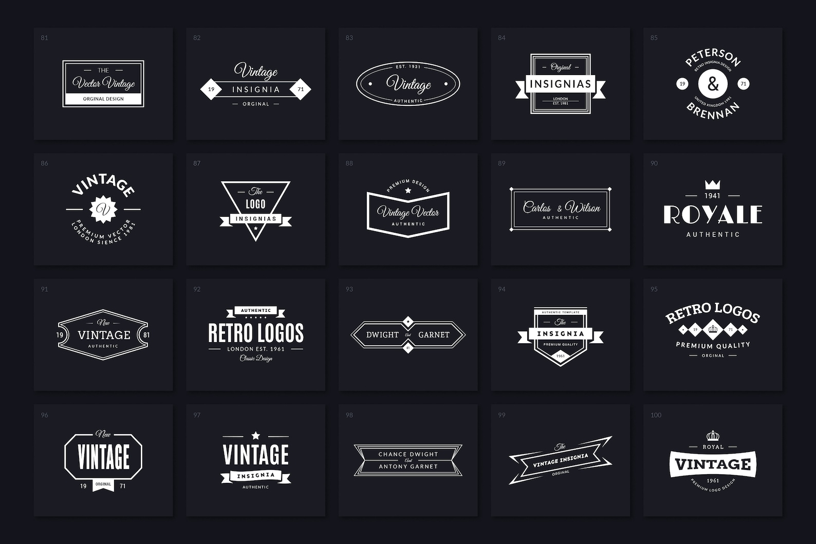100 Vintage Vector Logo Templates 1, AI, EPS, PSD, Editable Logo Badges ...