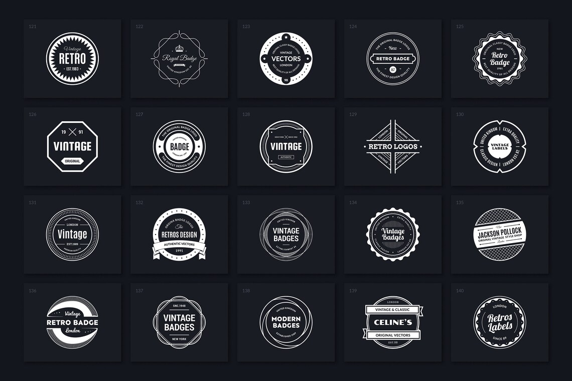 20 Retro Vector Badge Templates 7, AI, EPS, PSD, Editable Sticker ...