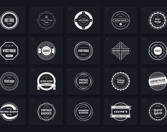 20 Retro Vector Badge Templates 2, AI, EPS, PSD, Editable Sticker ...