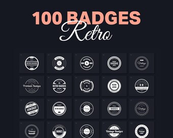 20 Retro Vector Badge Templates 2, AI, EPS, PSD, Editable Sticker ...