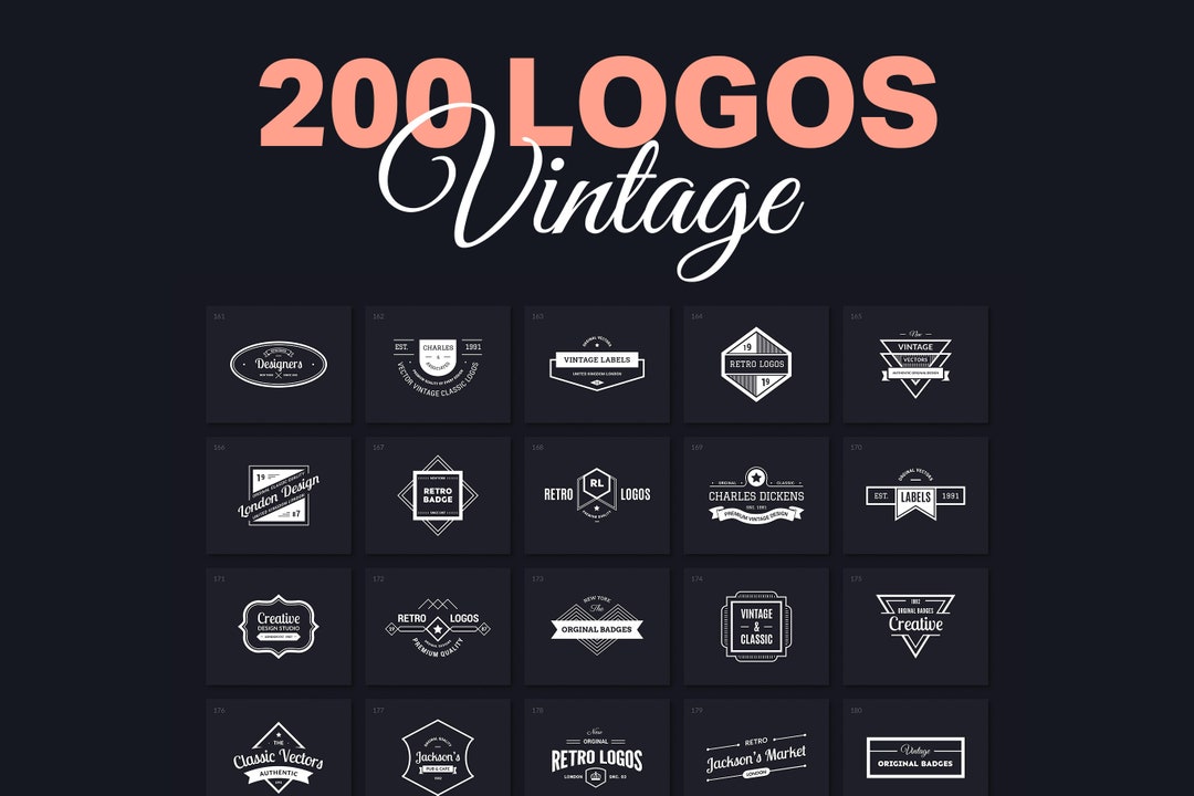 200 Vintage Vector Logo Templates, AI, EPS, PSD, Editable Logo Badges ...