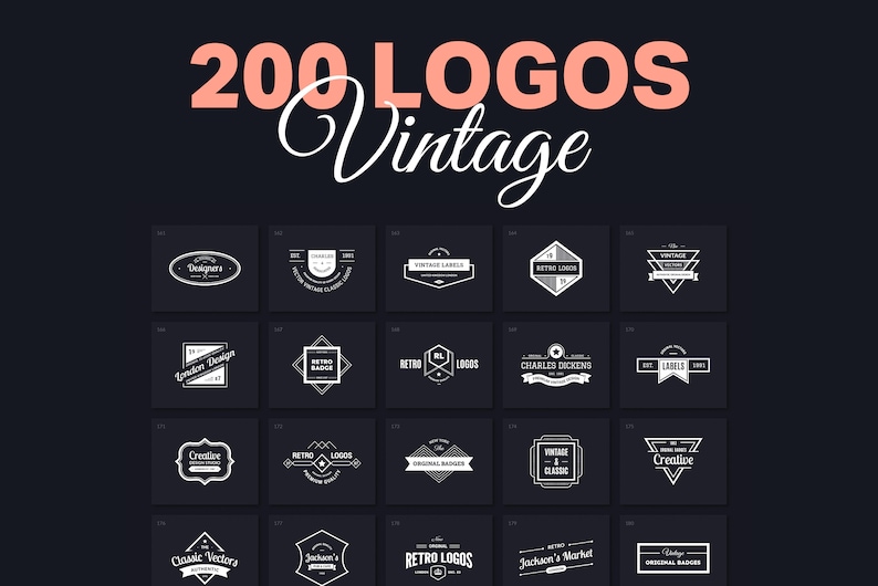 200 Vintage Vector Logo Templates, AI, EPS, PSD, Editable Logo Badges ...