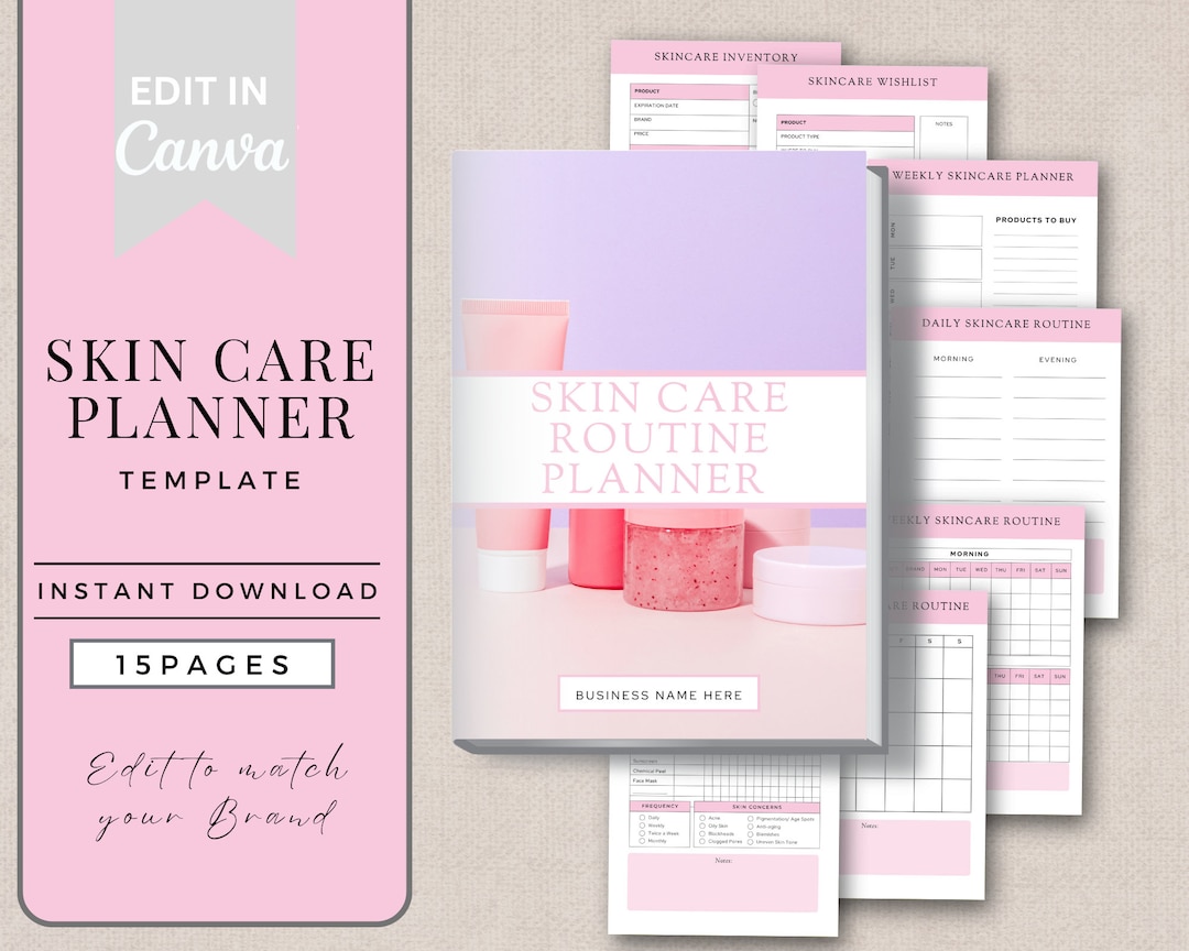 Skincare Routine Editable Esthetician Templates Custom Skincare Planner ...