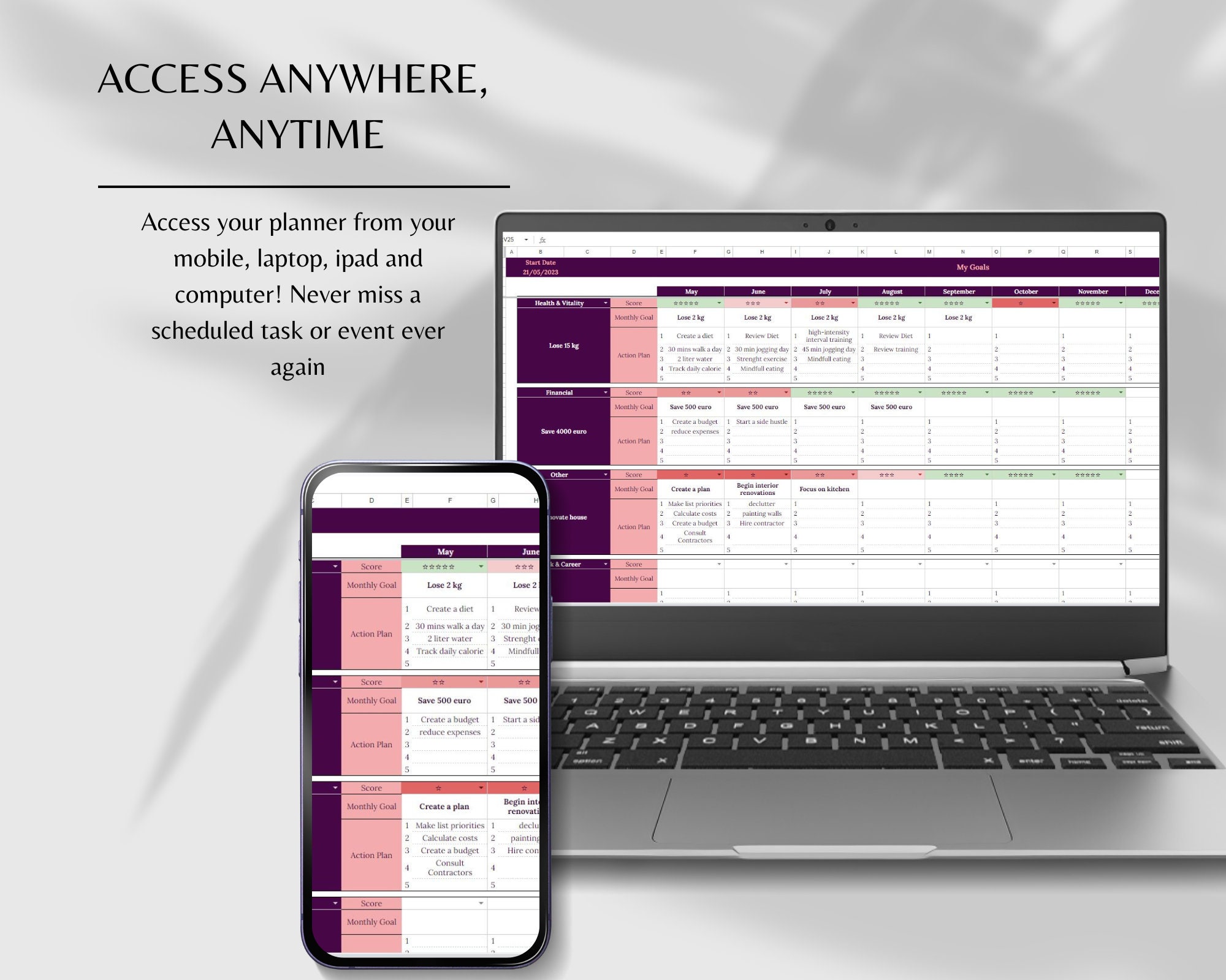 Goal Planner Goal Tracker Daily Habit Tracker Daily Weekly Monthly ...