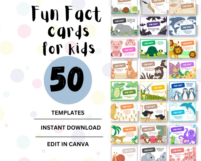 Fun Facts for Kids Animal Facts Fruit Art for Kitchen Kids or Office by ...