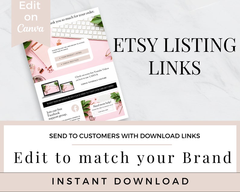 Digital Download Instructions Template | Etsy Listing Mockup Template ...