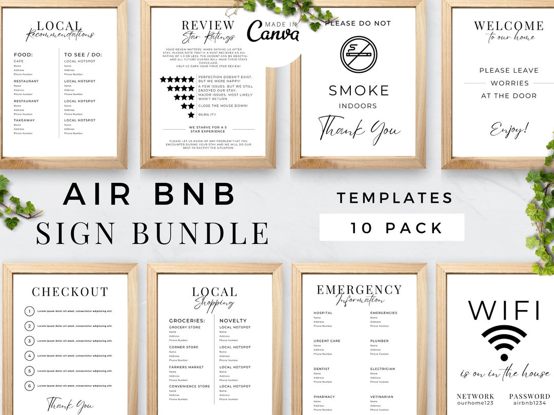 Simple Signs Editable Airbnb Signs Airbnb Welcome Book - Etsy