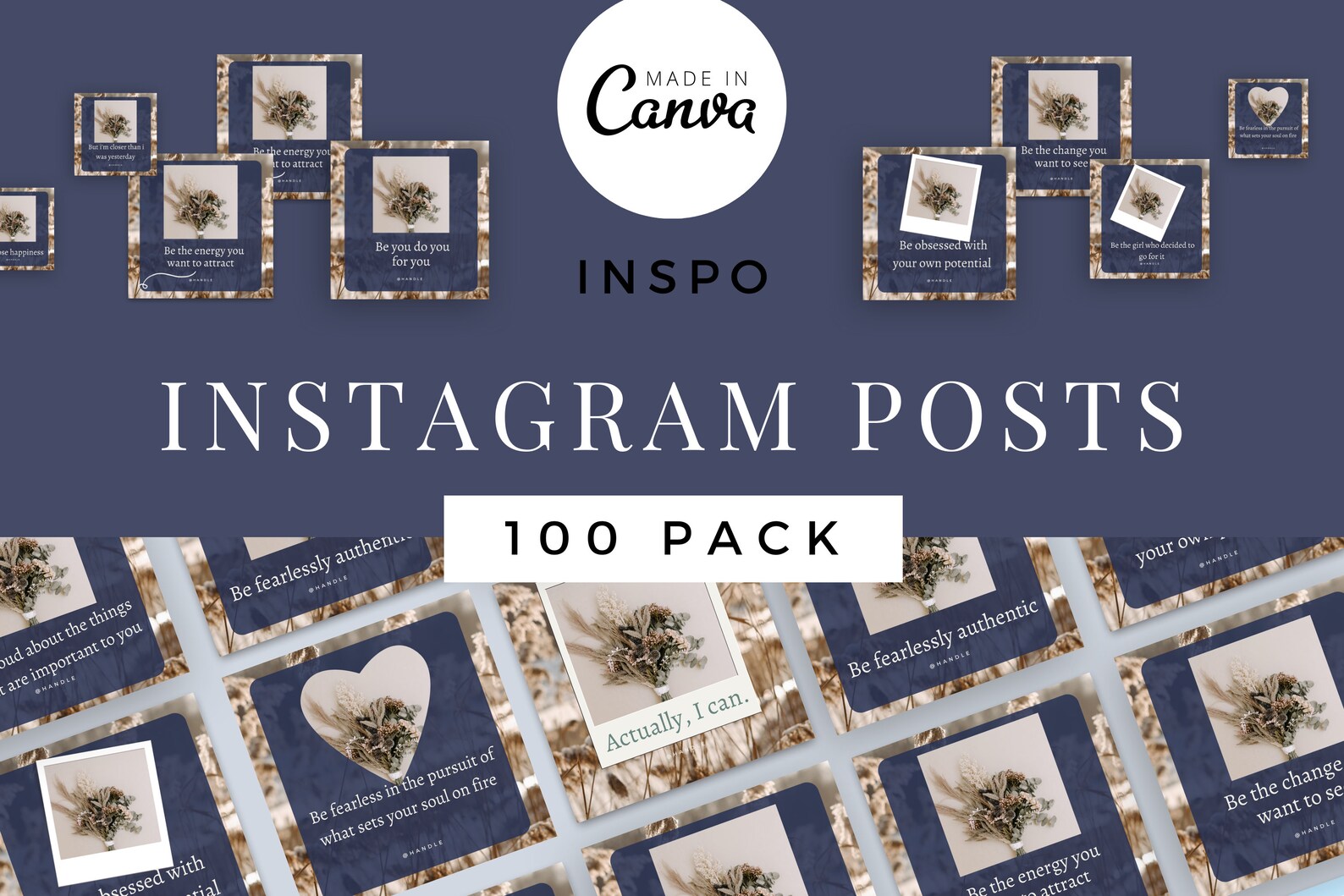 100 Instagram Inspirational Quote Pack Editable Quote Templates ...