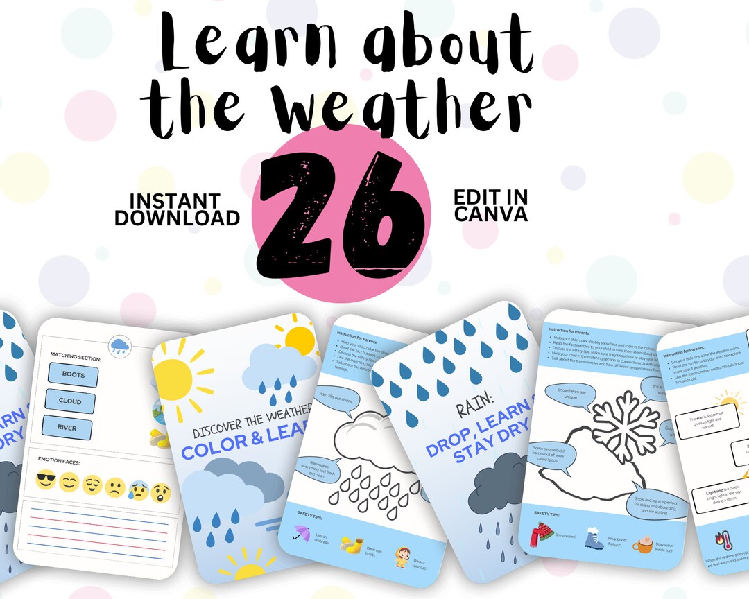 Learn the Weather Workbook| Montessori Coloring Book| Pre-school ...