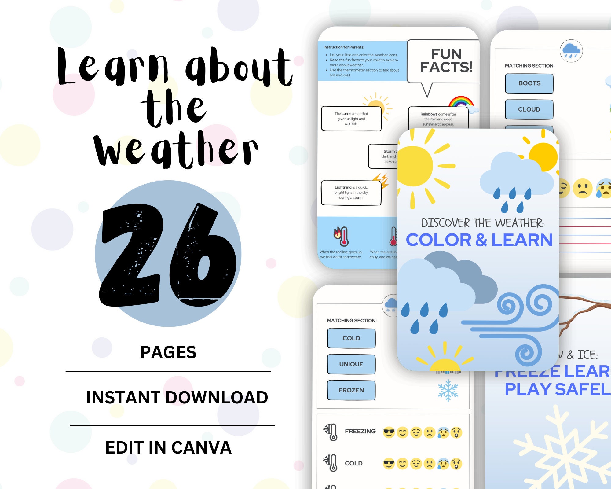 Learn the Weather Workbook| Montessori Coloring Book| Pre-school ...
