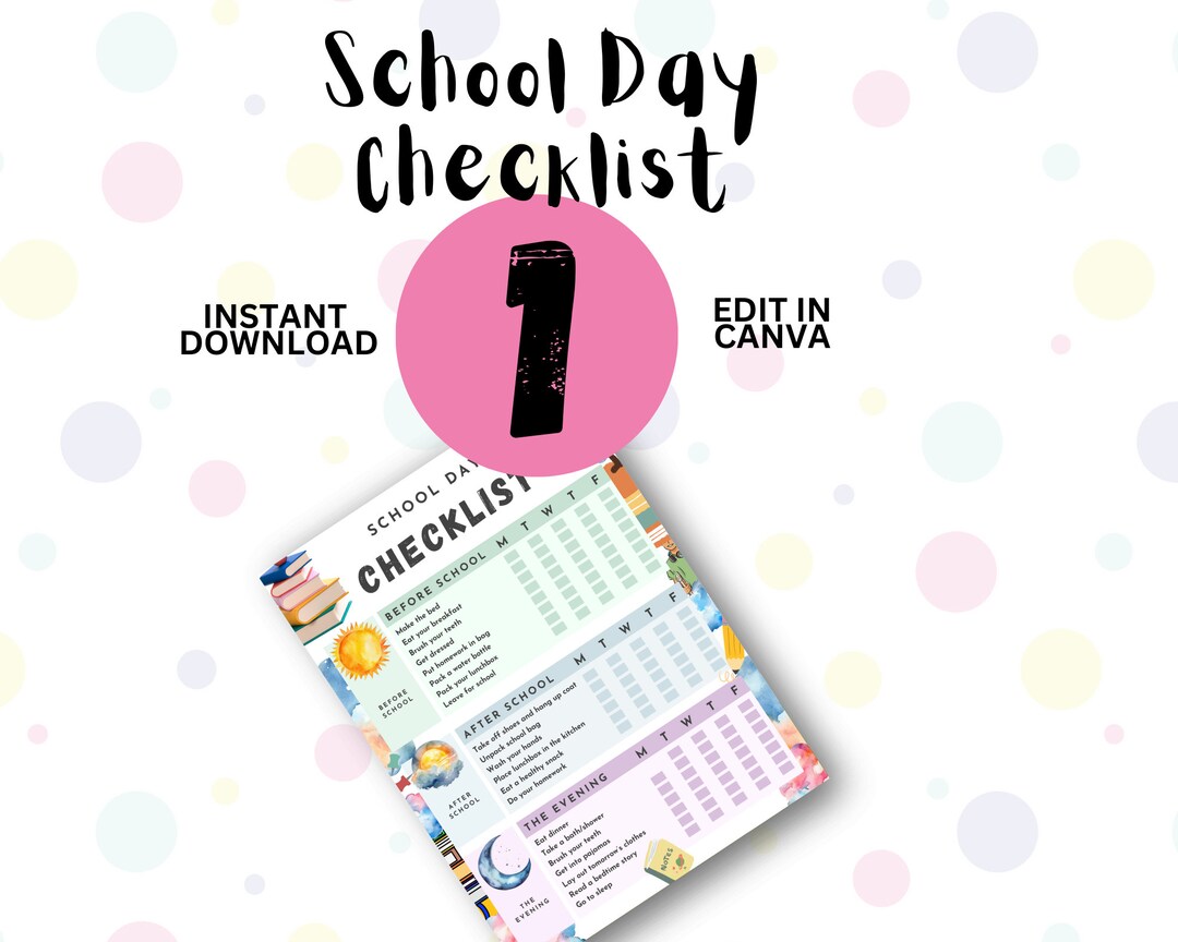 Kids Responsibility Chart | Daily Schedule | Schoolday Planner | School ...