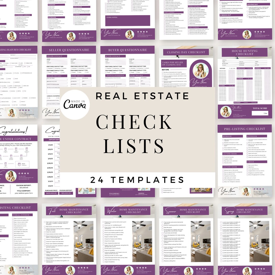 Real Estate Checklist Bundle Pre-listing Checklist Editable Digital ...