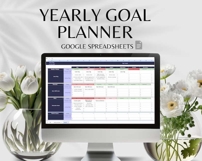 Goal Planner | Sheets Template | Daily Tracker | Google Sheets | Goal ...