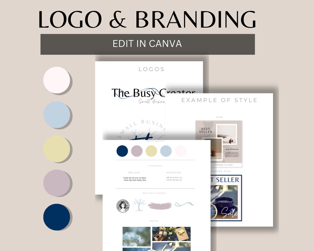 Canva Template | Logo Design Custom for Business | Diy Branding Package ...