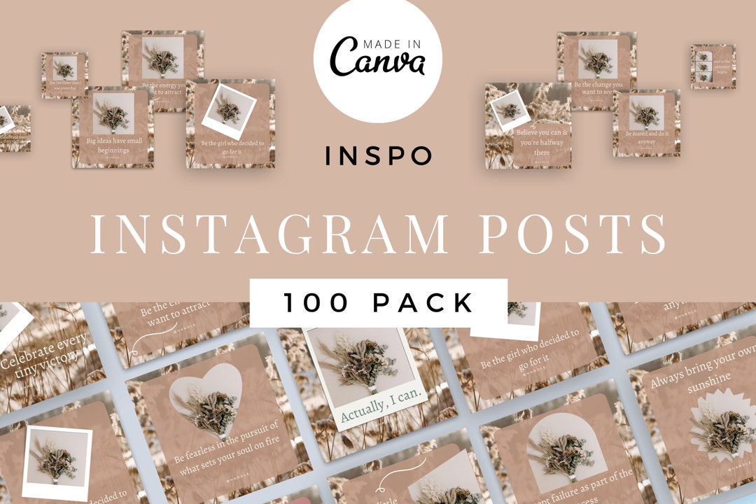 100 Instagram Inspirational Quote Pack| Editable Quote Templates ...