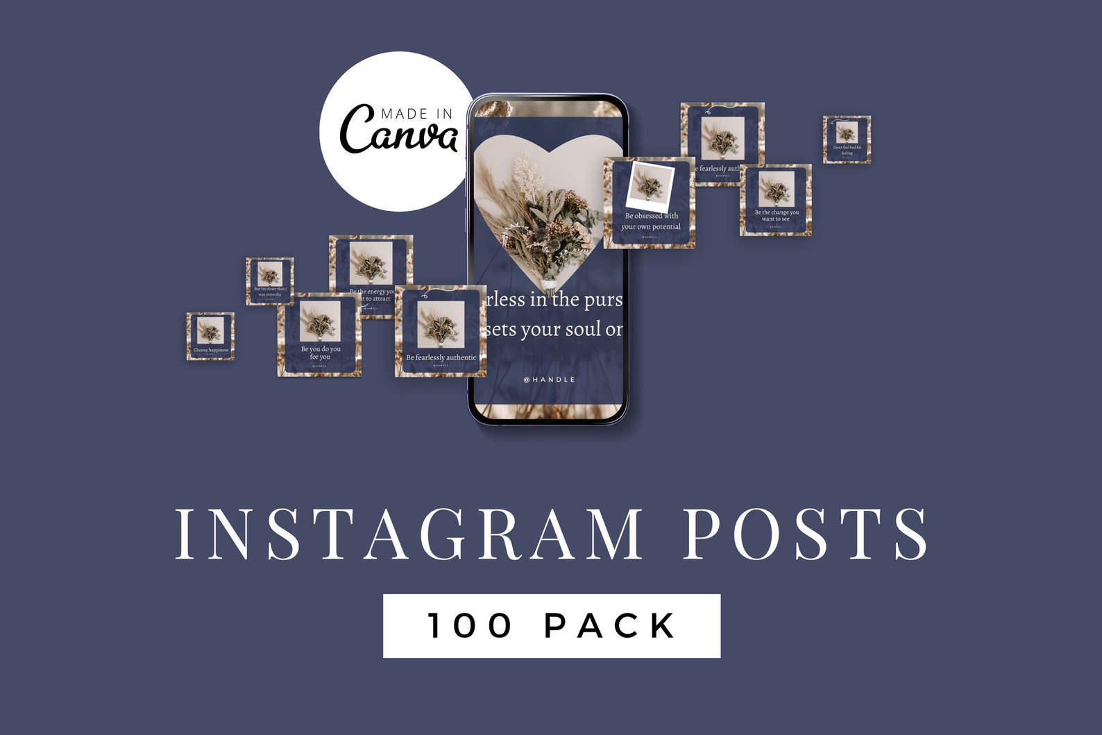 100 Instagram Inspirational Quote Pack Editable Quote Templates ...