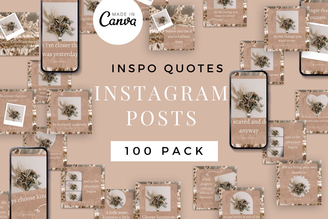 100 Instagram Inspirational Quote Pack| Editable Quote Templates ...