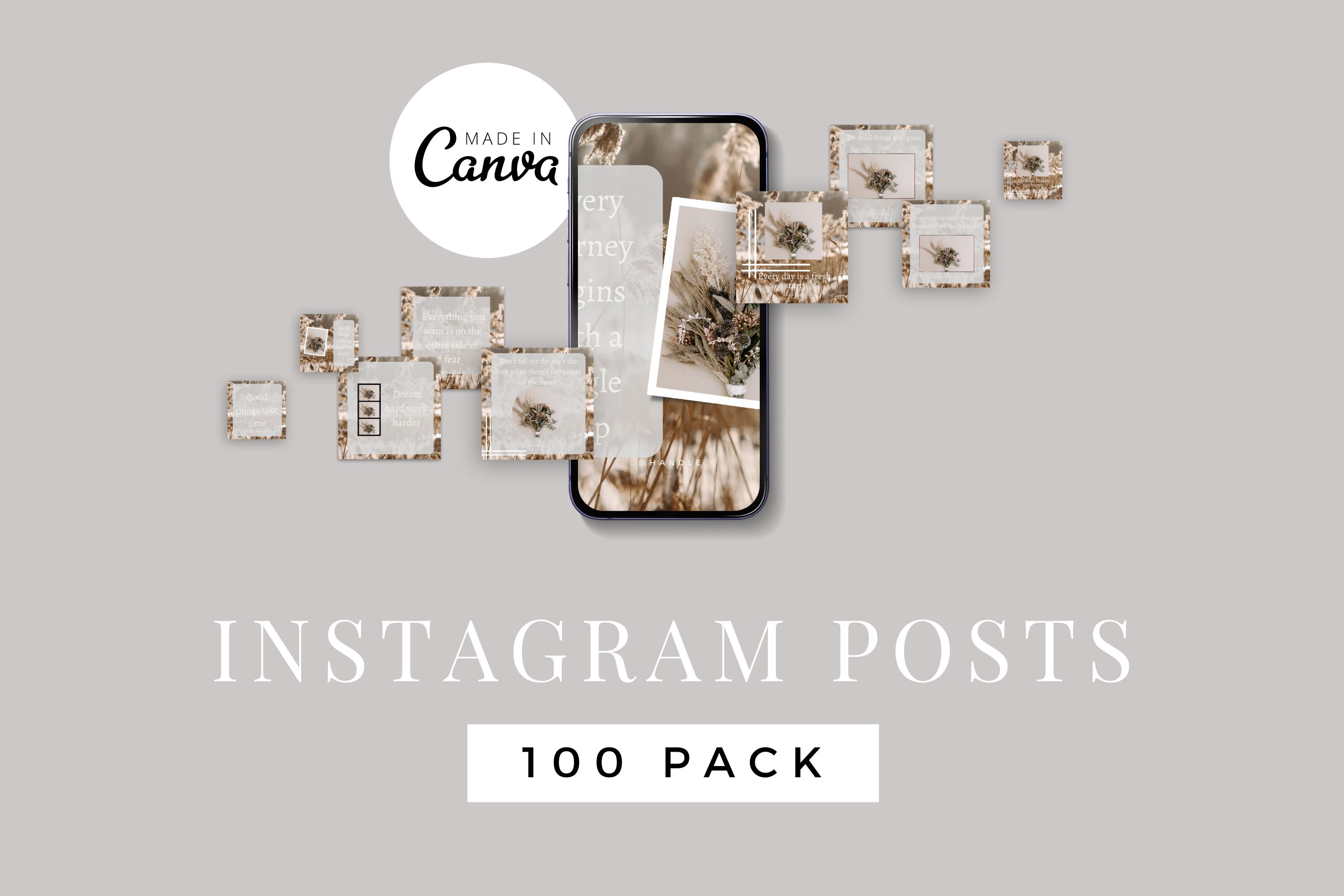 100 Instagram Inspirational Quote Pack Editable Quote Templates ...