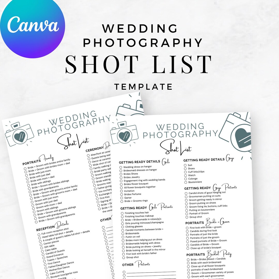 Wedding Shot List | Wedding Day Checklist | Wedding Planning Checklist ...