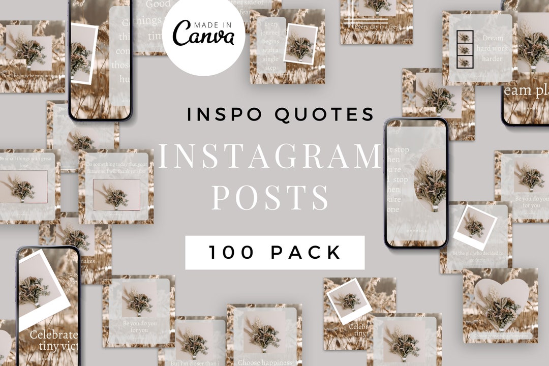 100 Instagram Inspirational Quote Pack| Editable Quote Templates ...