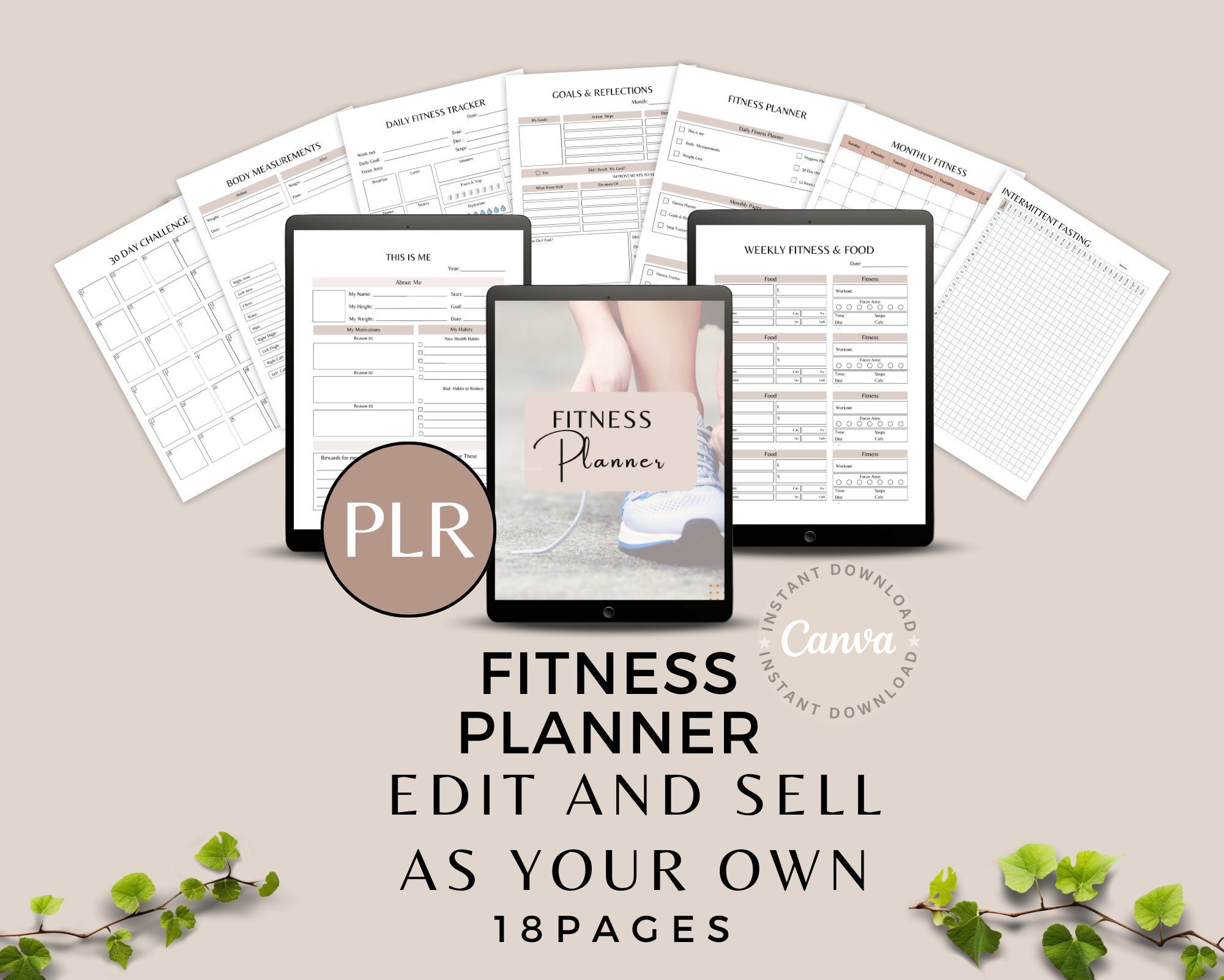 Workout Tracker Plr Template Bundle Plr the Fitness Planner Digital ...