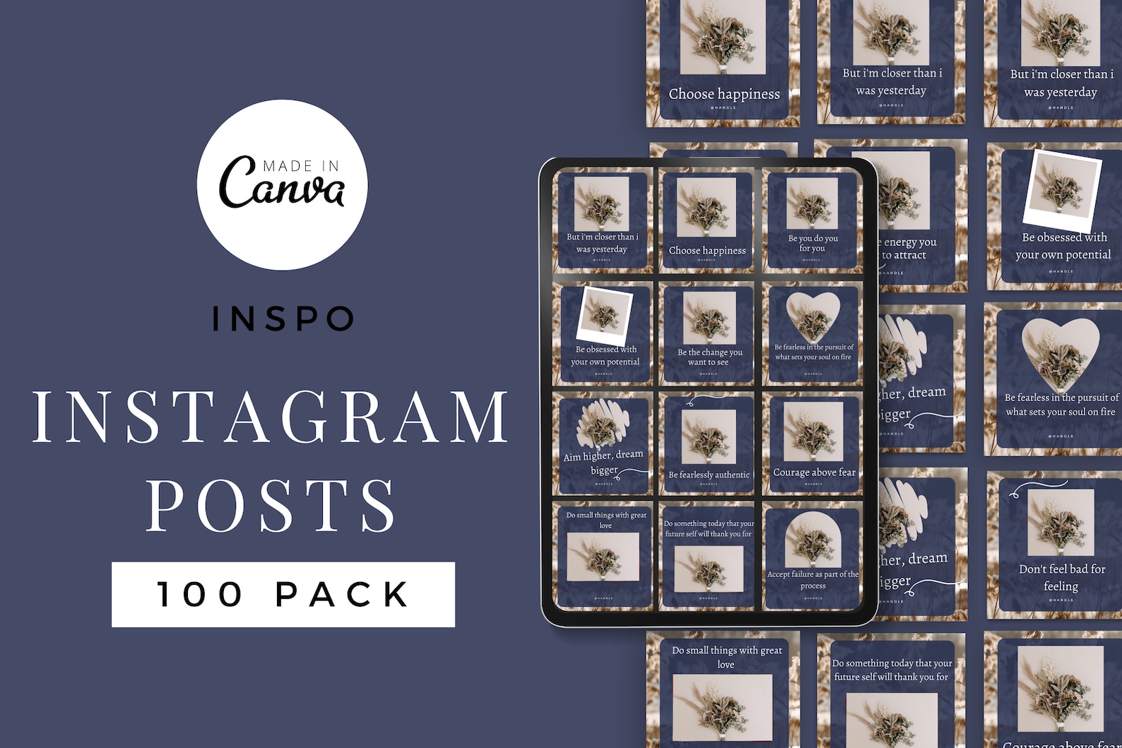 100 Instagram Inspirational Quote Pack| Editable Quote Templates ...