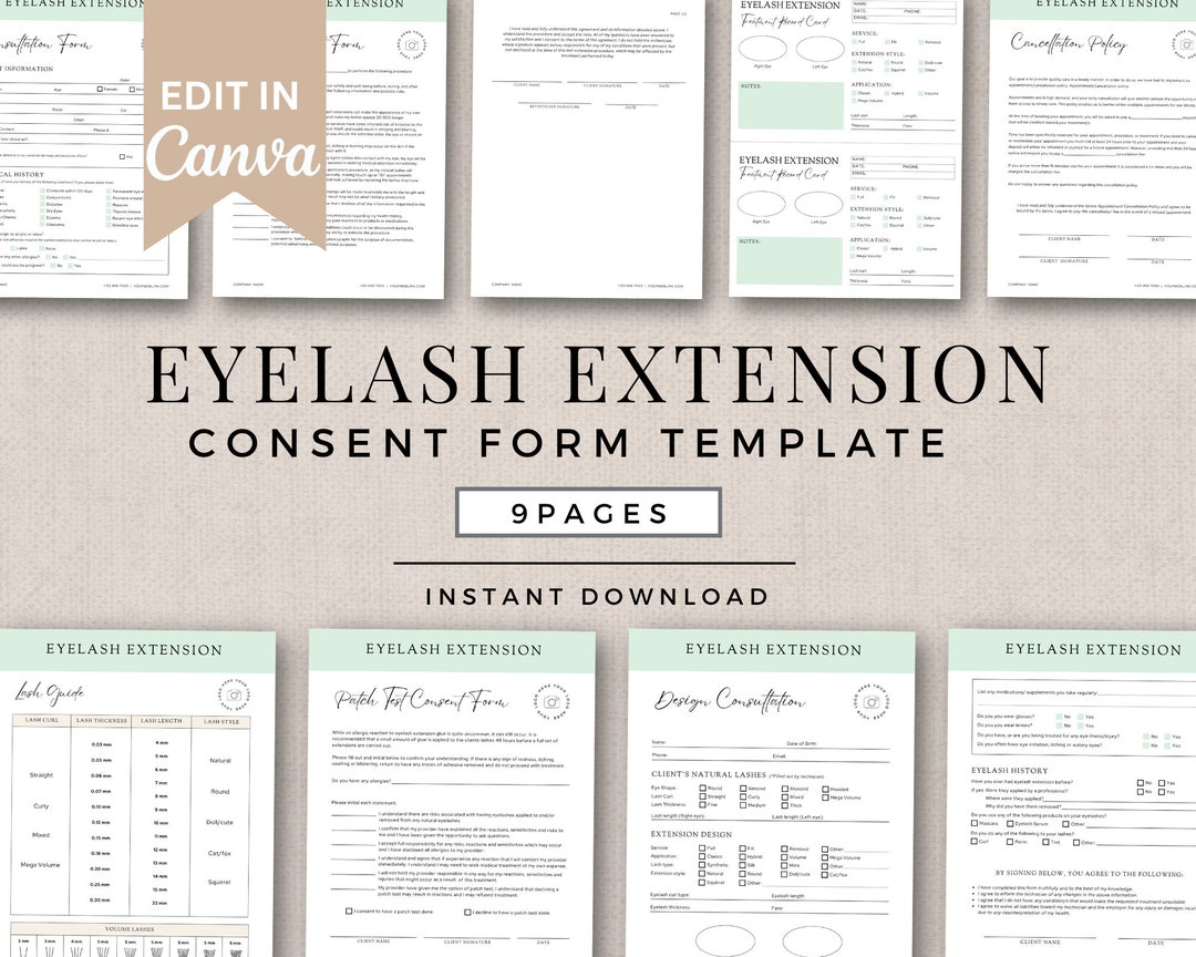 Lash Forms | Editable Esthetician Forms | Eyelash Forms | Client ...