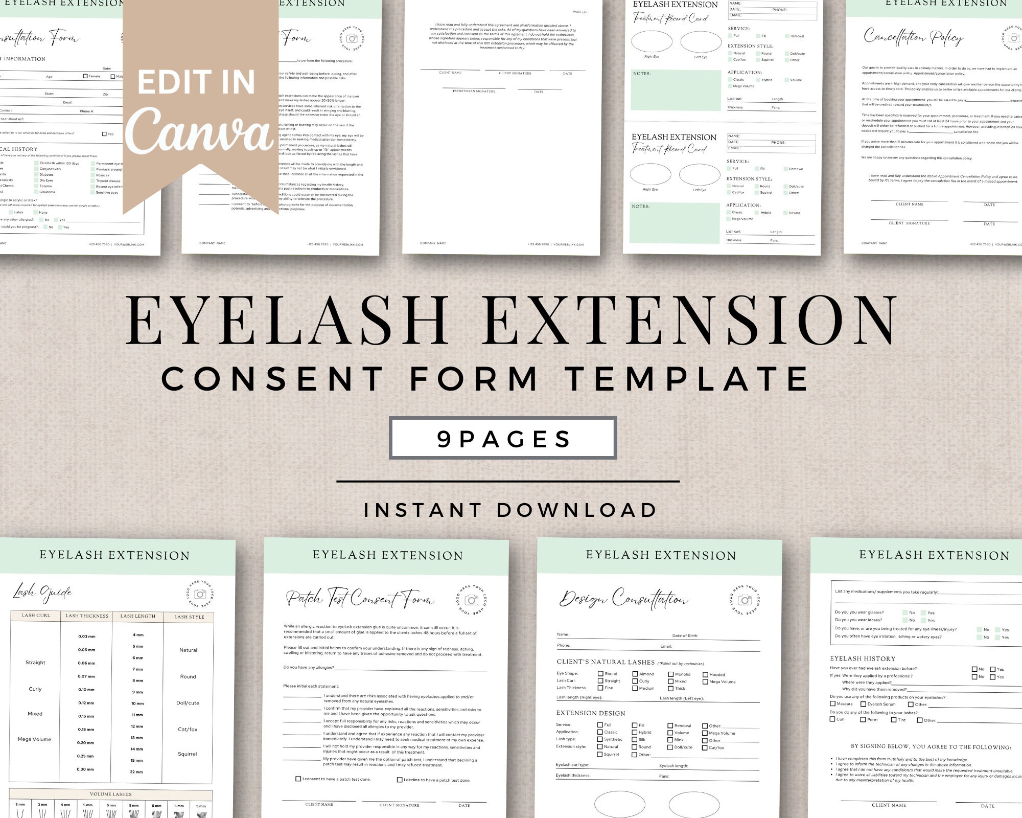 Lash Forms | Editable Esthetician Forms | Eyelash Forms | Client ...