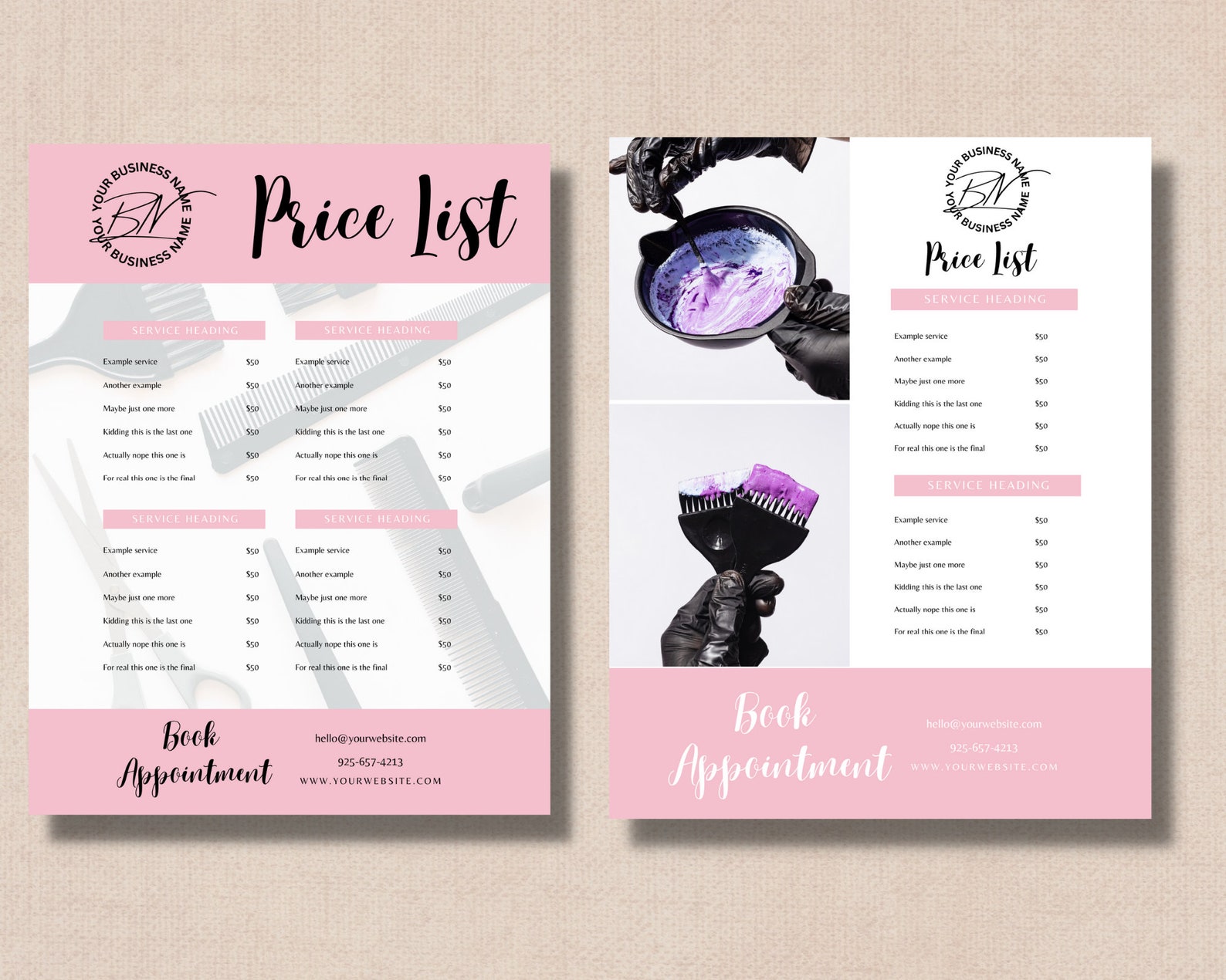 Beauty Salon | Hair Salon | Minimalist Printable | Printable Pricing ...