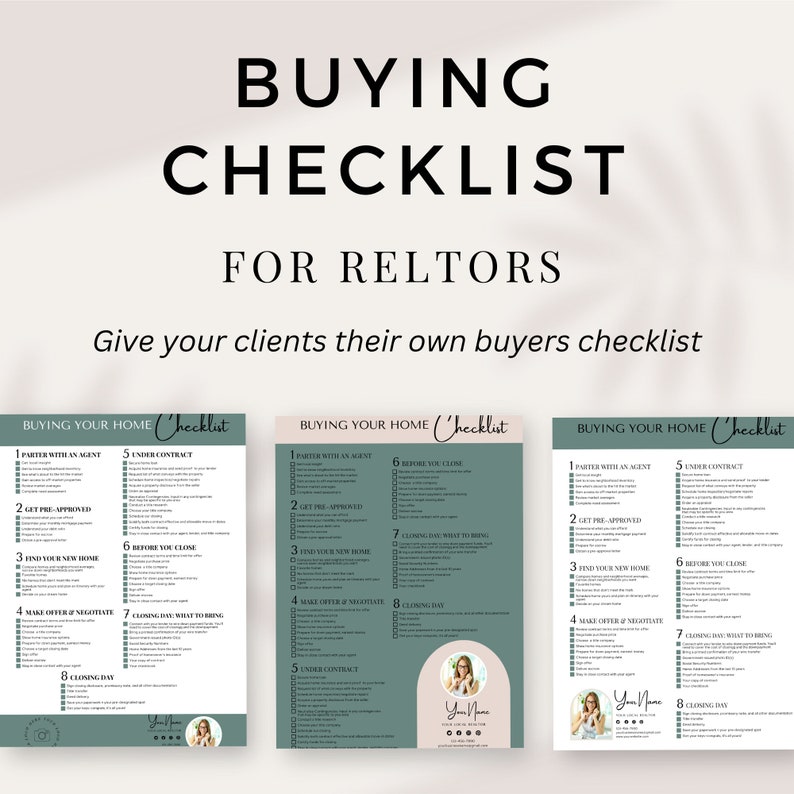 Home Buying Process Checklist, Real Estate Template, Canva Realtor ...