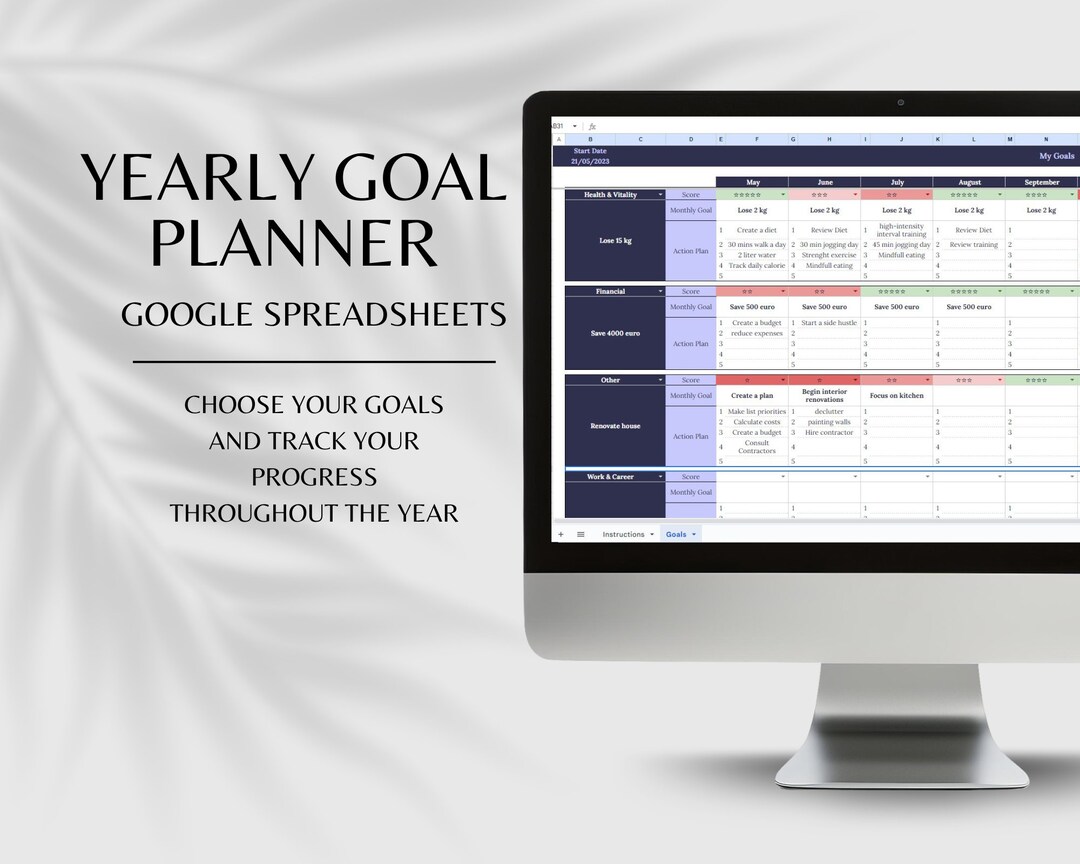 Goal Planner Sheets Template Daily Tracker Google Sheets Goal Tracker ...