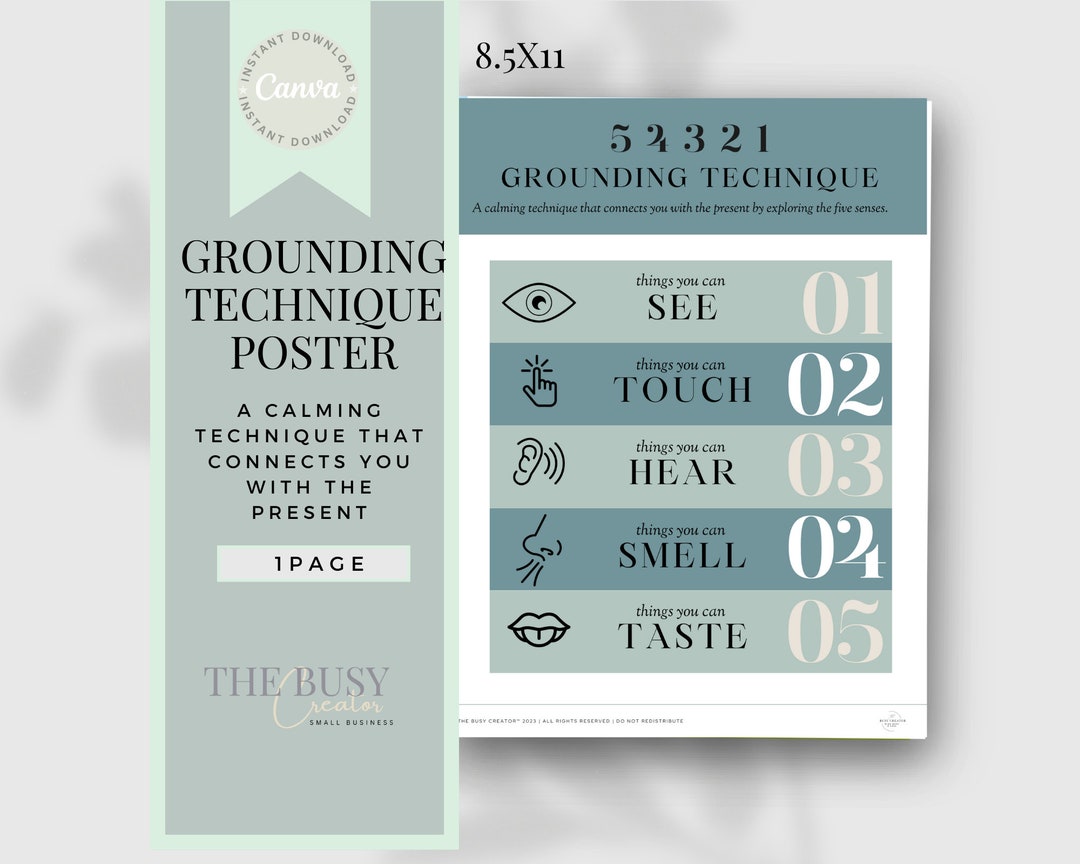 Grounding Techniques | Coping Strategy Cards | Grounding Cards | 5 4 3 2 1 Grounding | Social ...