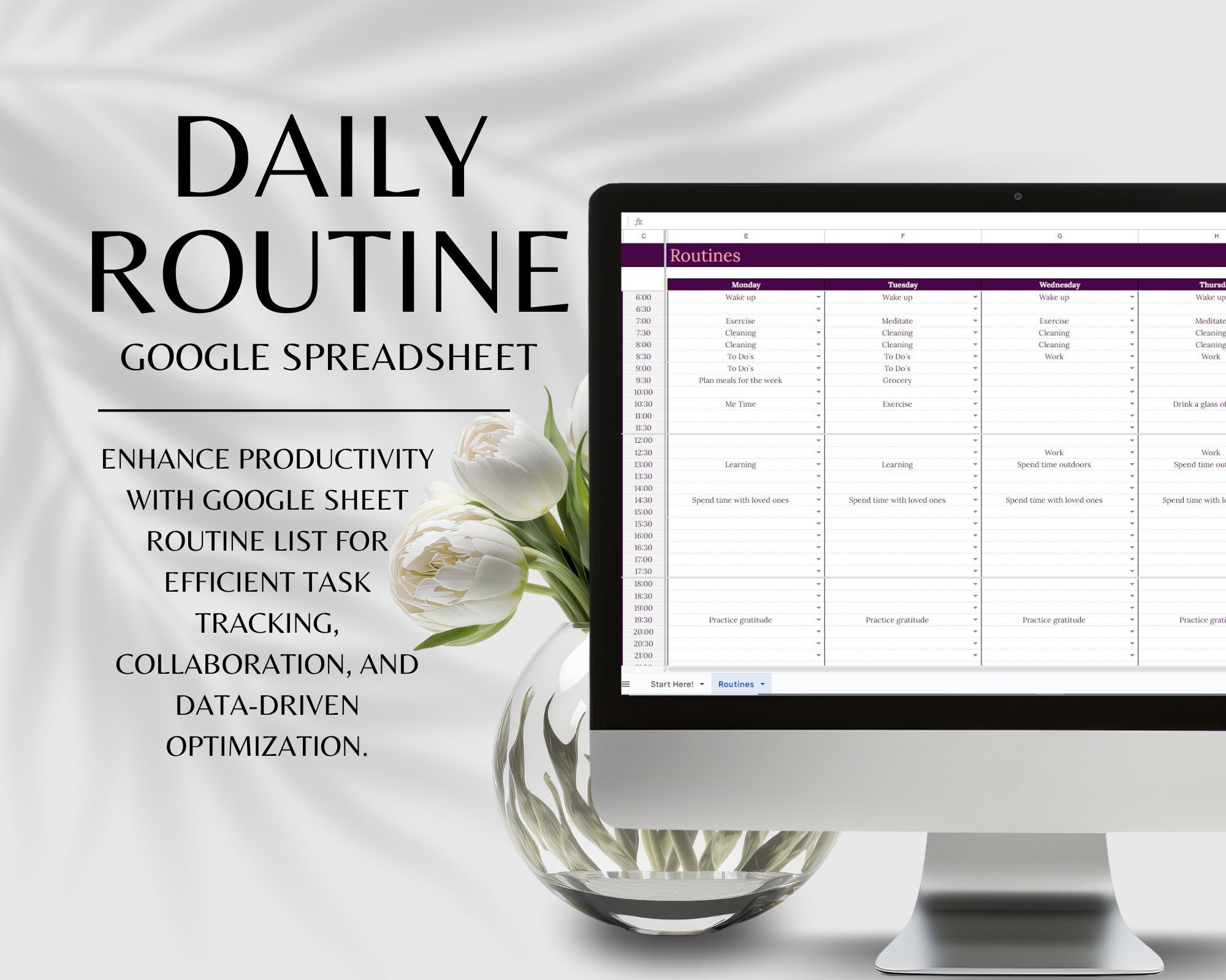 Daily Routine | Goal Planner | 30-min Planner | Habit Tracker ...