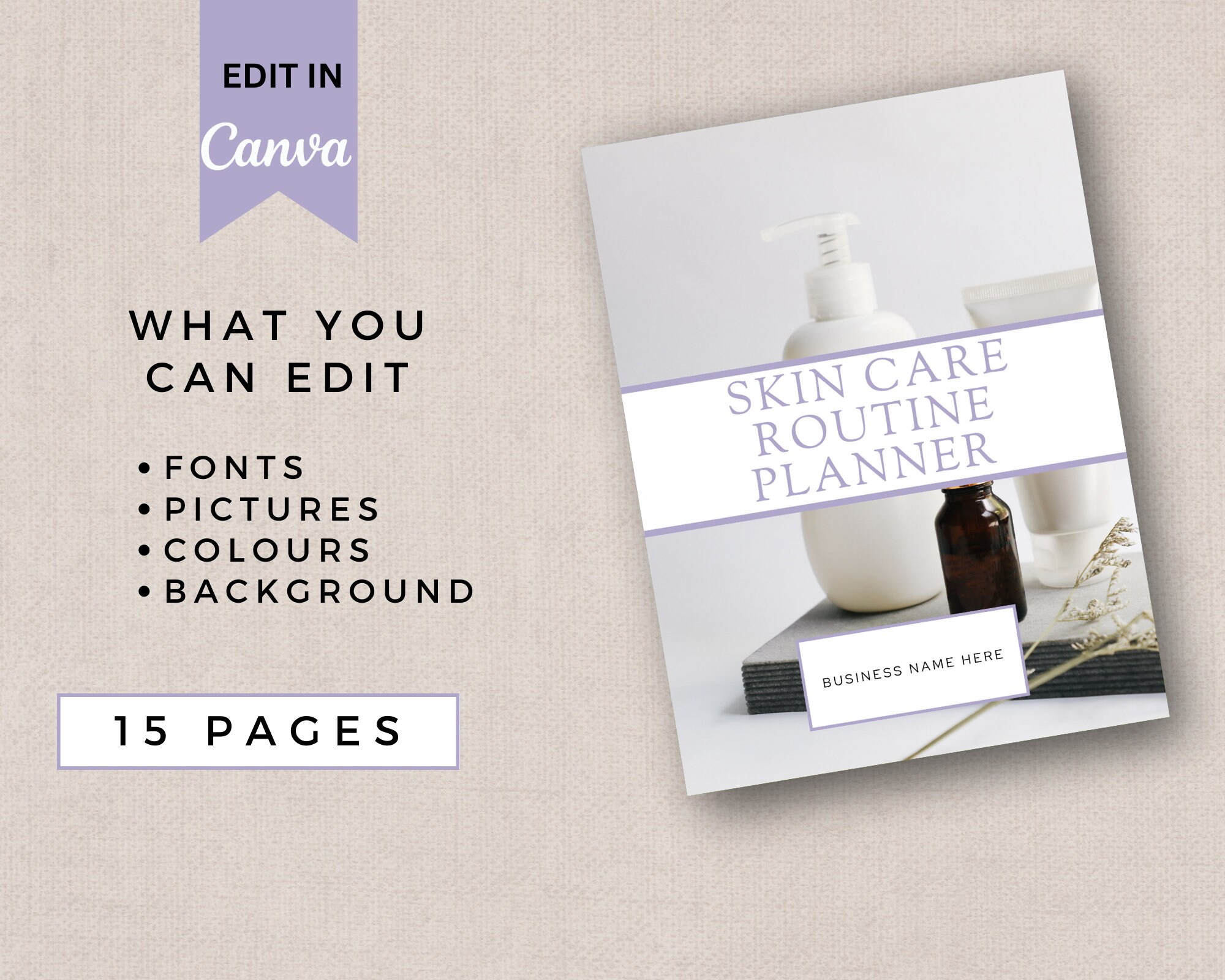 Skincare Planner Instant Download Editable Skincare Routine Skincare ...