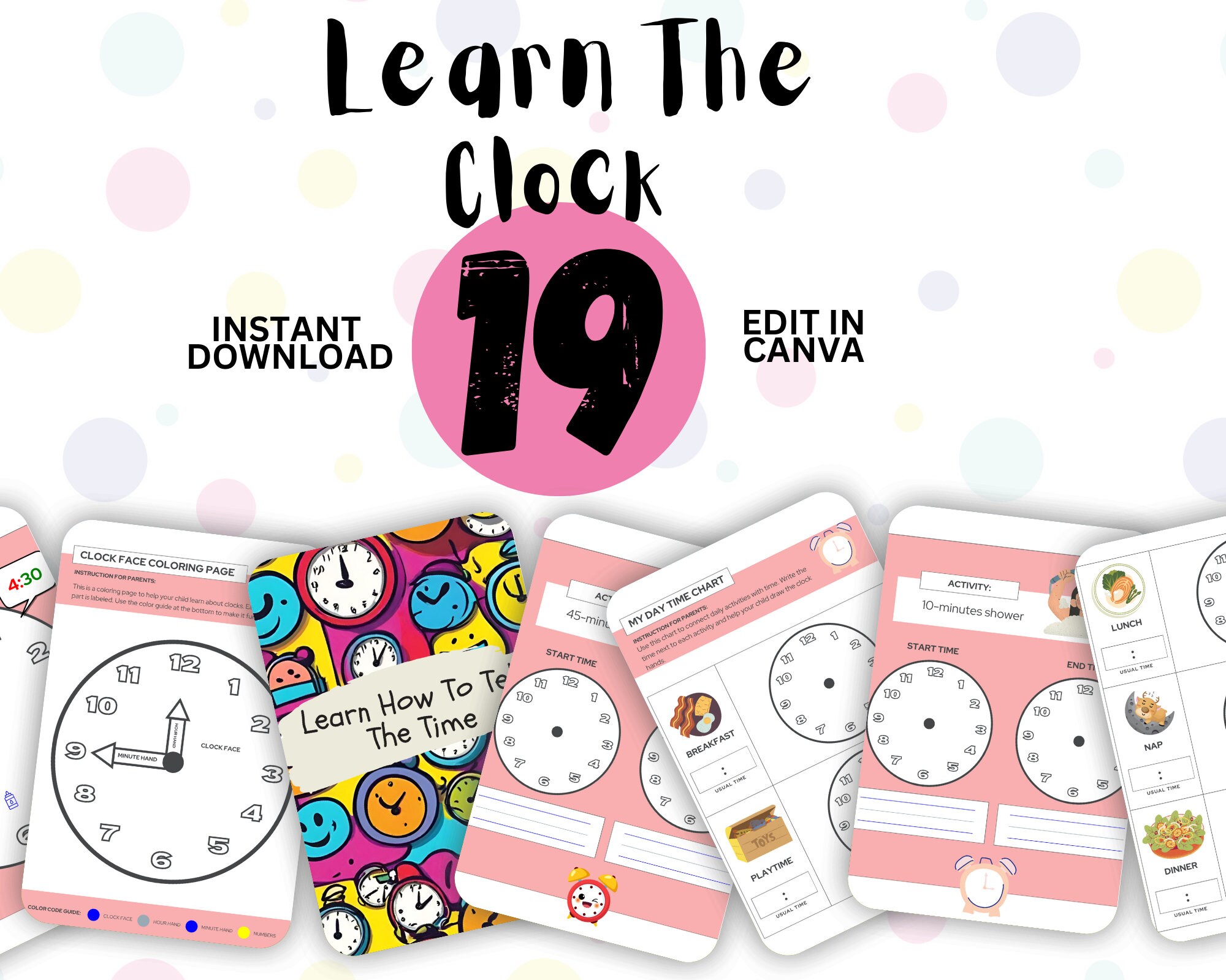 Learn the Clock Workbook | Preschool | Kindergarten | Worksheets ...