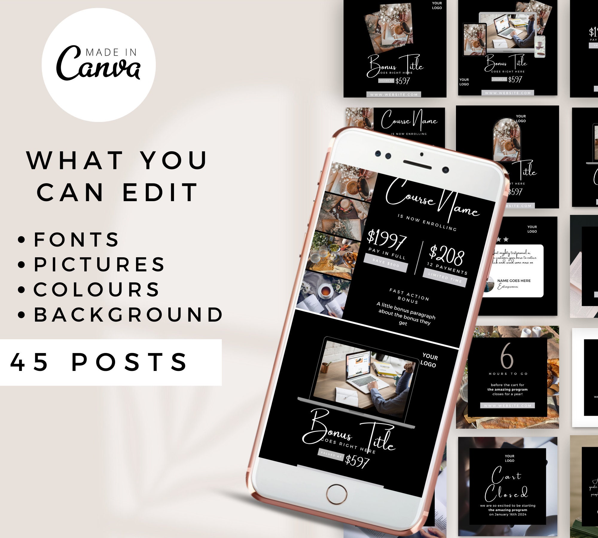 Canva Templates, Course Launch, Launch Instagram Feed, Facebook ...
