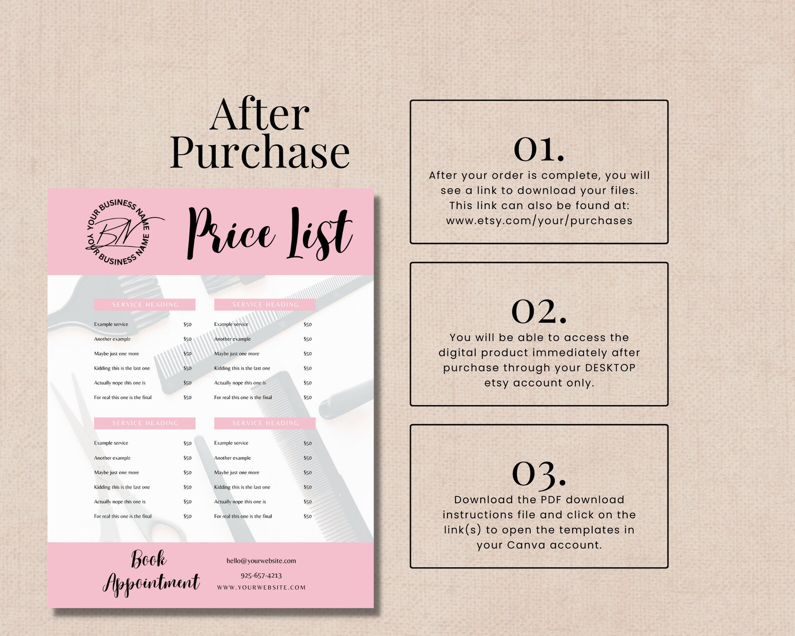 Beauty Salon | Hair Salon | Minimalist Printable | Printable Pricing ...
