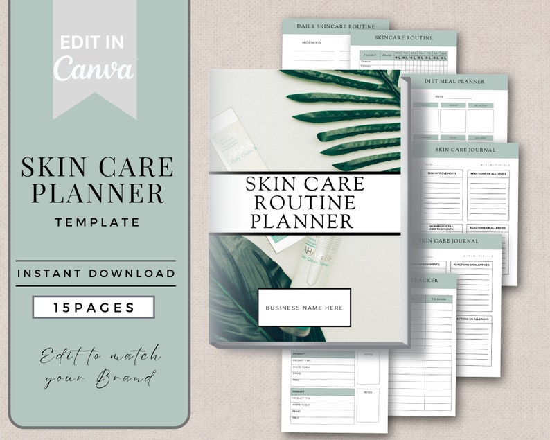 Skincare Planner | Instant Download | Editable Skincare Routine ...