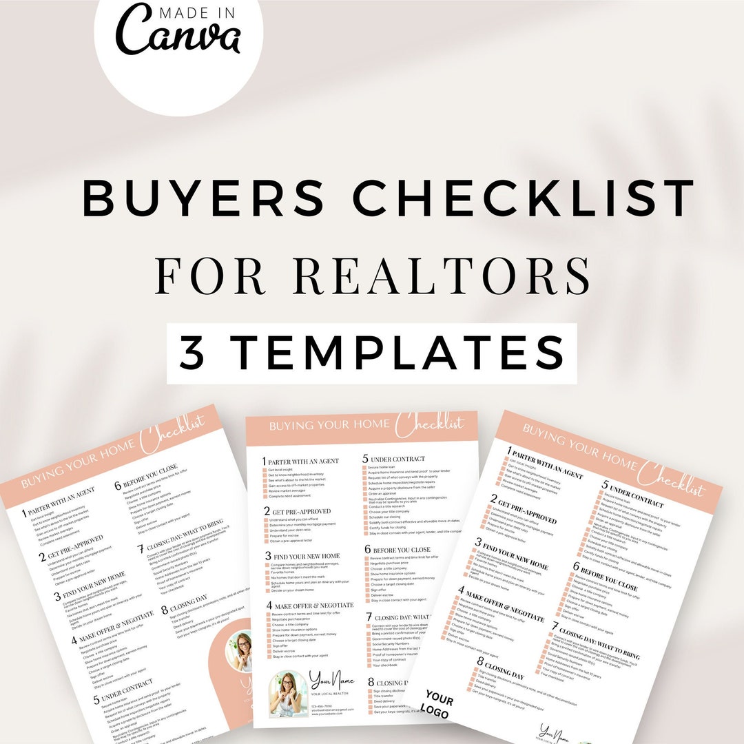 Home Buying Process Checklist, Real Estate Template, Canva Realtor ...